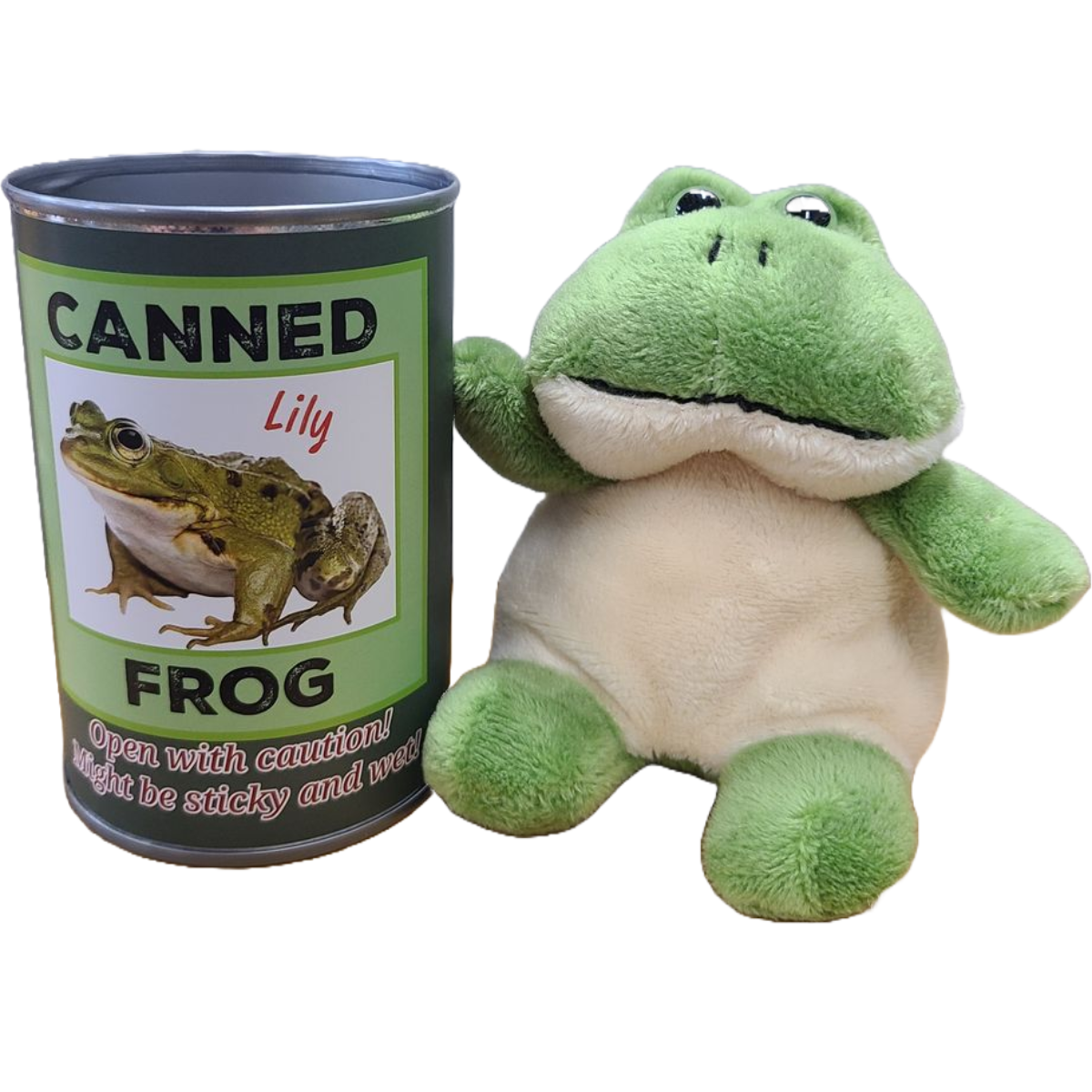 Canned Gifts - Lily the Canned Frog Stuffed Animal Plush w/Funny Jokes ...