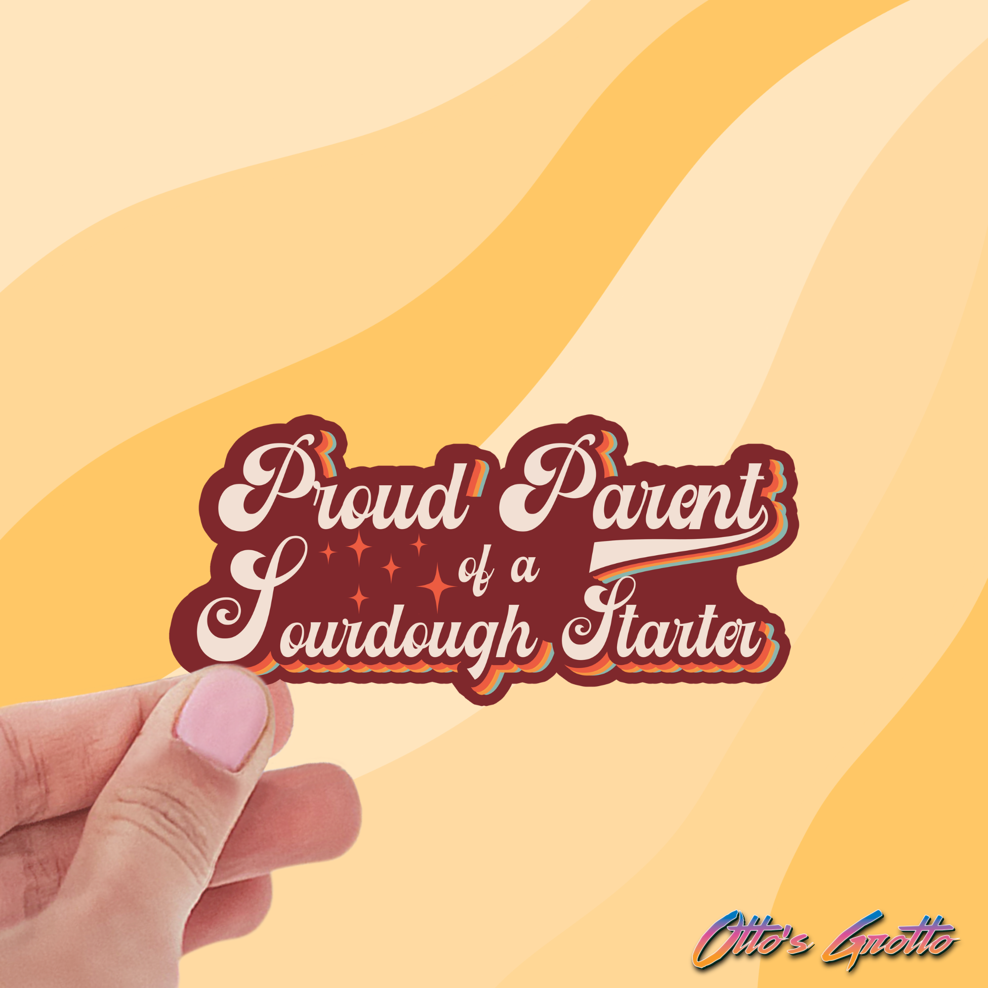Otto's Grotto - Retro Sourdough Starter Sticker - Proud Parent Funny ...